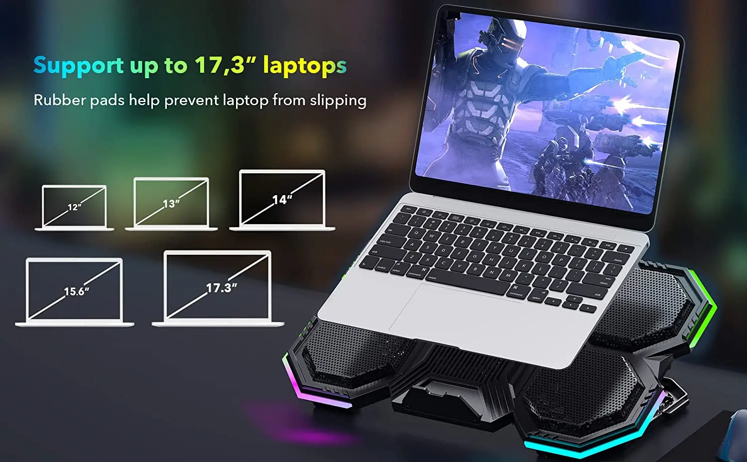 Ergonomic 6 Fans Comfort Notebook Cooler - RGB Gaming Pad