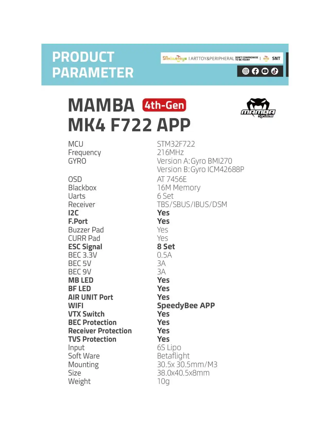 Mamba Mk4 F722mini Flight Controller F40_128k Mini Esc Tower Fpv Drone ...