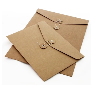 Custom Wholesale Price Kraft Paper Button Closure Envelopes A4 String ...