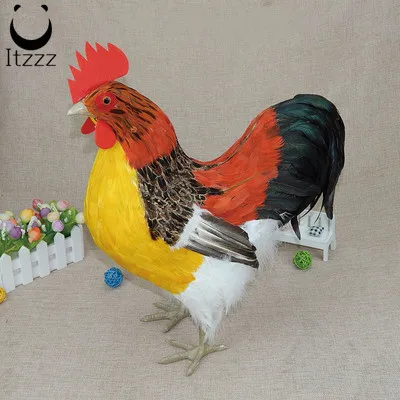 Realistic Lifelike Feather Color Rooster Figurine - OEM Available