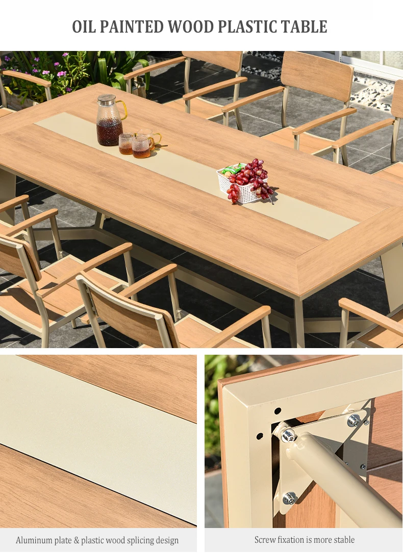 240cm Modern Outdoor Tables Waterproof Aluminum Plywood Outdoor Table ...