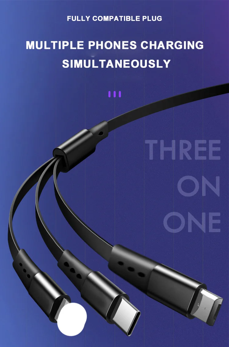 Cheap Retractable 3-in-1 Data Cable with Custom Logo