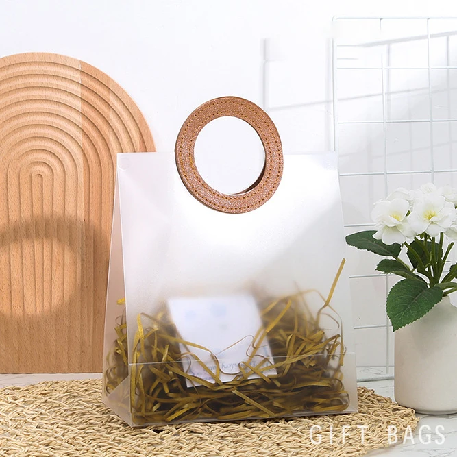 Pvc Transparent Frosted Tote Gift Bag Clear See Through Plastic Handbag ...