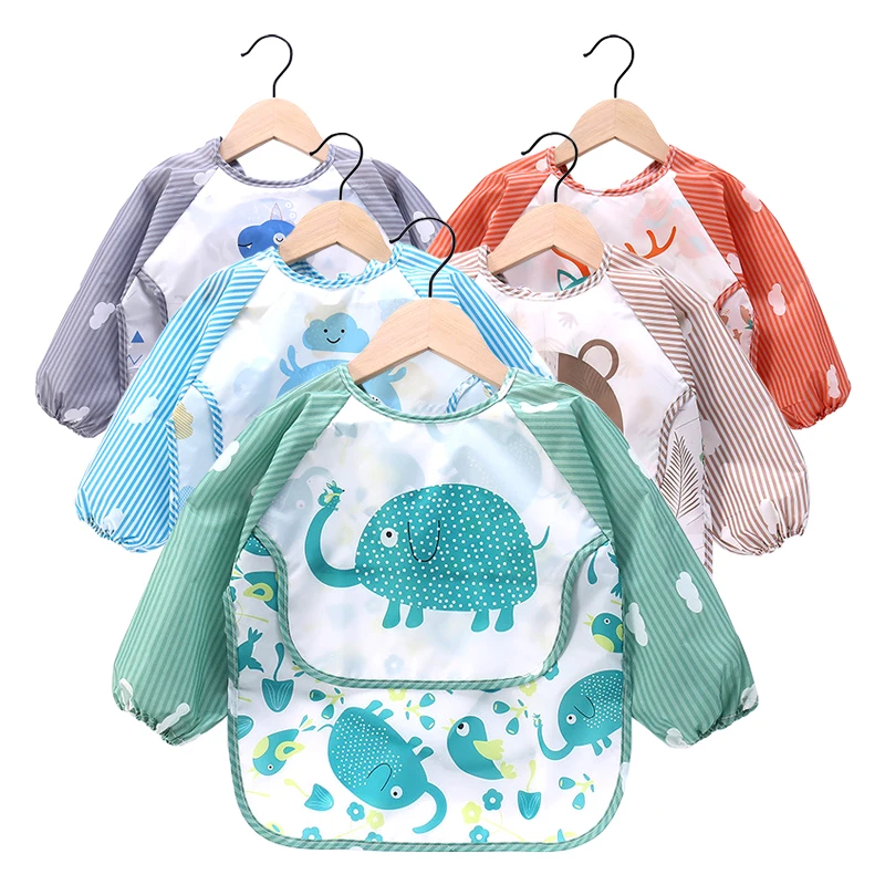 Factory Good Quality Baby Feeding Apron Cartoon Design Waterproof Long ...
