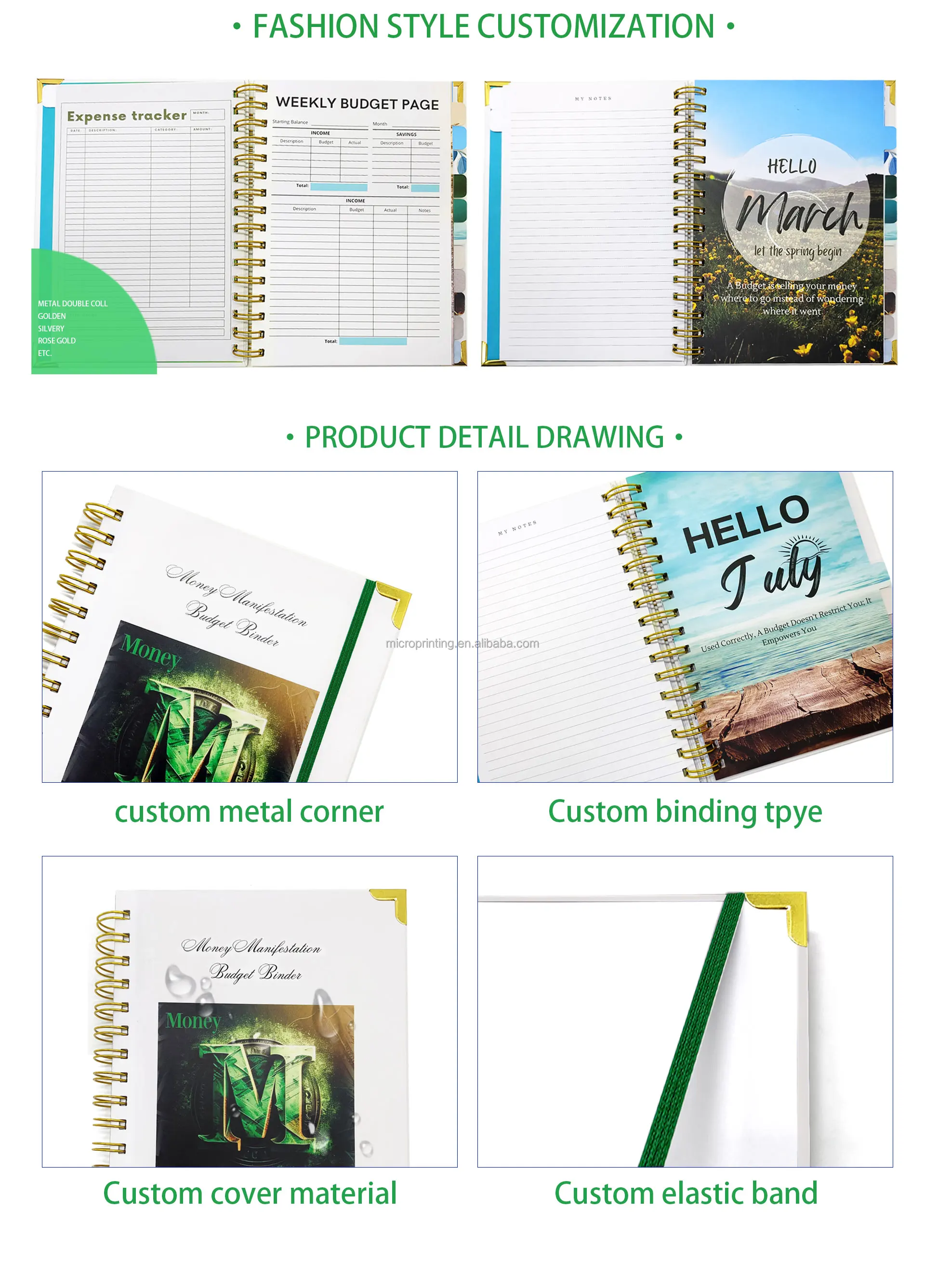 Customized Spiral Money Budget Journal Planner Envelope Monthly Undated ...