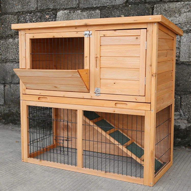 Wooden Triangular Rabbit Cage Small Garden Rabbit Hutch for Home and ...