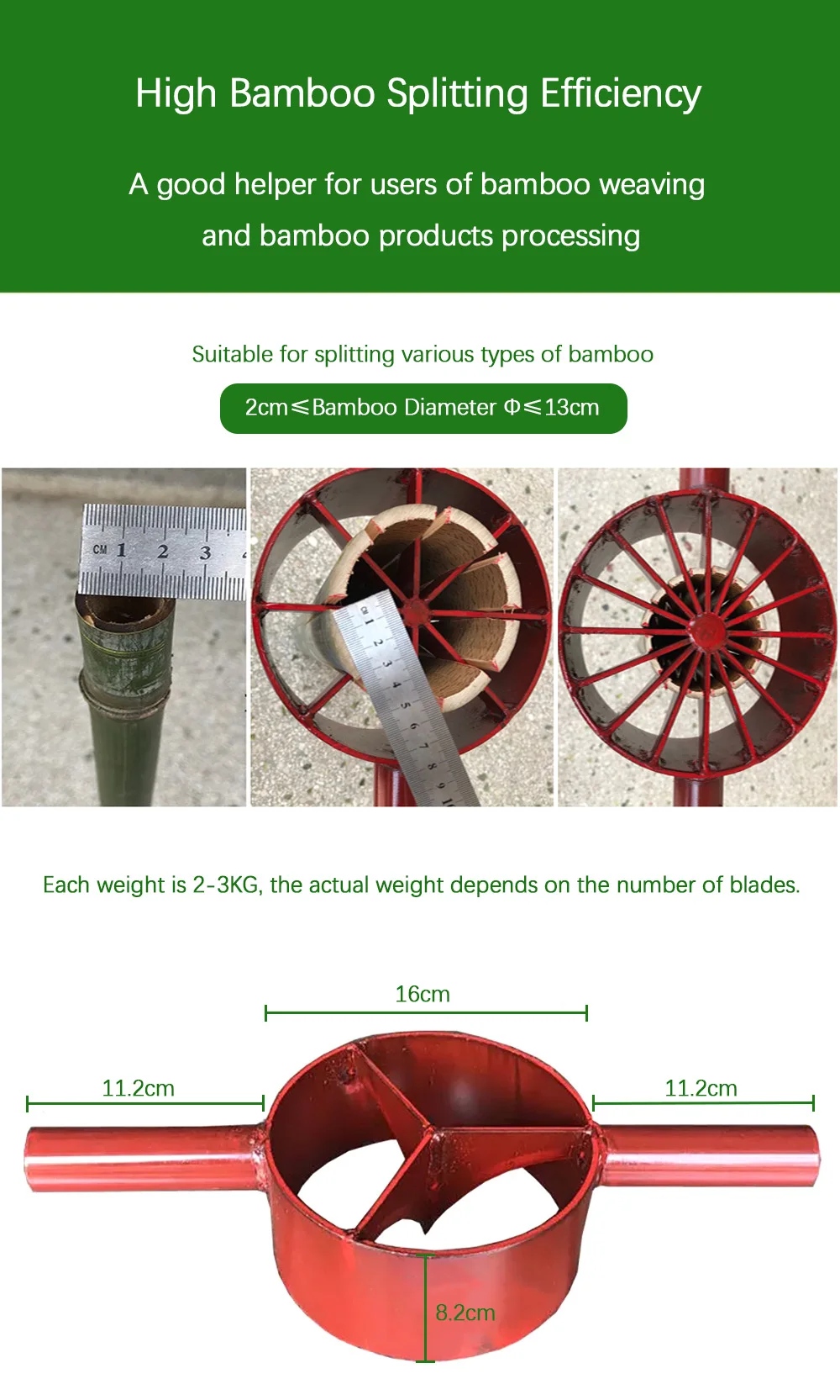 Manual Bamboo Splitter Bamboo Breaking Knife Splitting Blade Bamboo ...