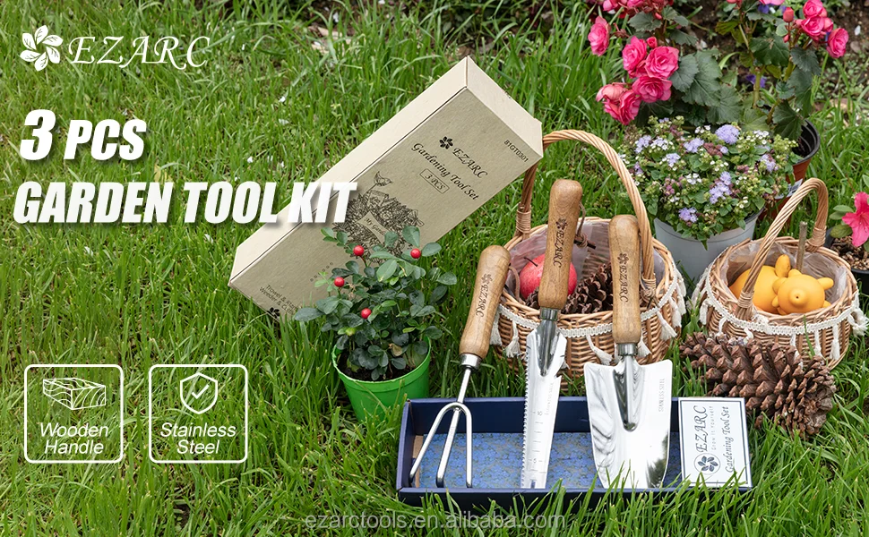 Ezarc园艺工具套装3件，带优雅礼品盒 - Buy 园林工具集,园艺手工具集,挖掘除草种植转土壤-园艺礼物园丁 Product on Alibaba.com