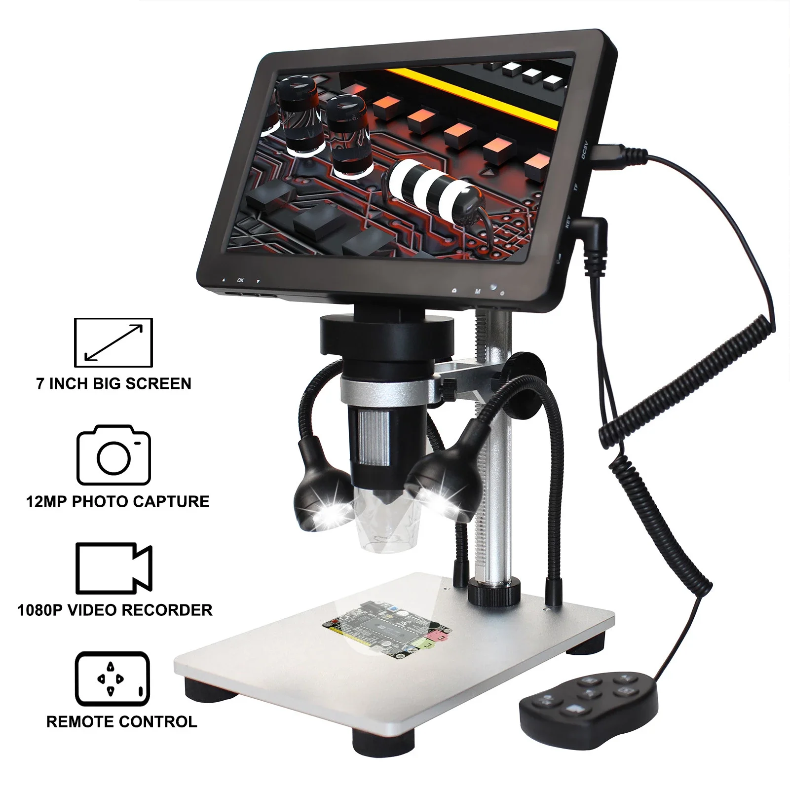 1200x Monocular Digital Microscope with 7 Inch LCD Screen