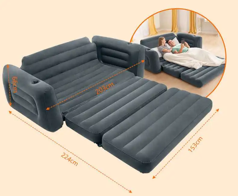 Home Intex 66652 PVC Inflatable Air Sofa Bed 2 in 1 Inflatable Folding Double Size Sofa Bed Alibaba