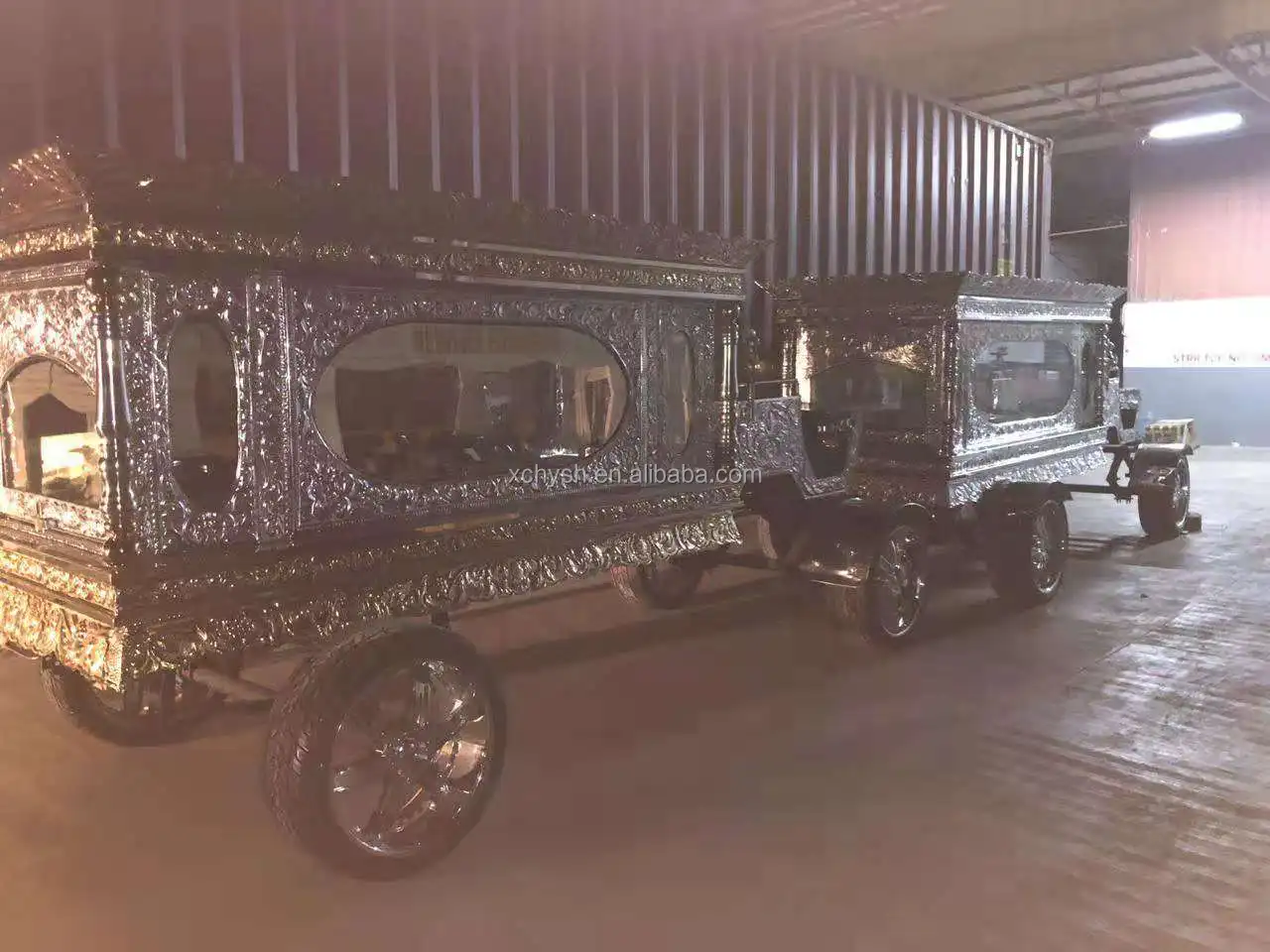 Golden and Silver Horse Drawn Hearse - Traditional Funera Carriage