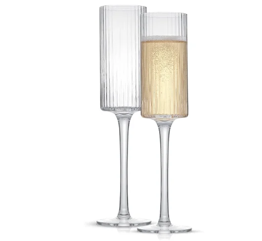 200ml Crystal Clear Champagne Glasses Flute Goblet Lightweight Cylinder ...