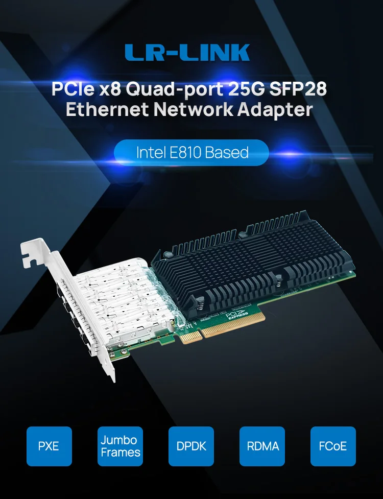 LR-LINK 25G Intel E810 Ethernet Card - High Speed Quad Port