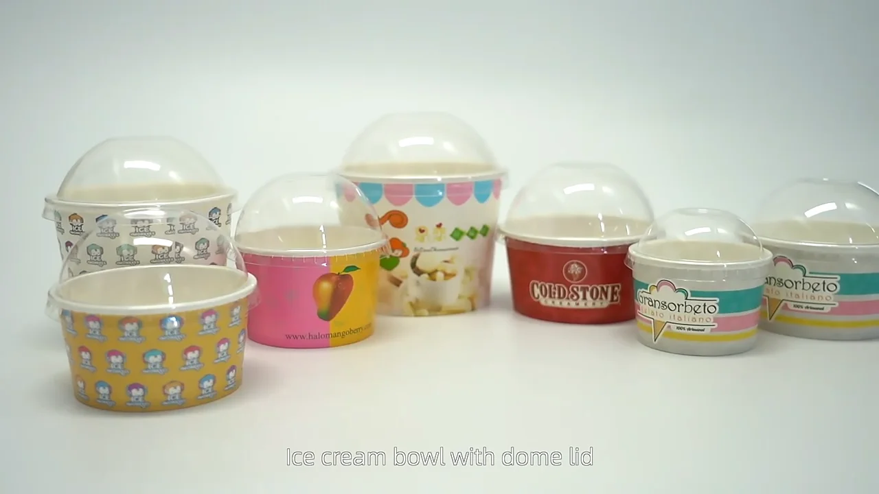 2 3 4 5 Oz Custom Logo Ice Cream Roll Cup Paper Bowl For Icecream Ice ...