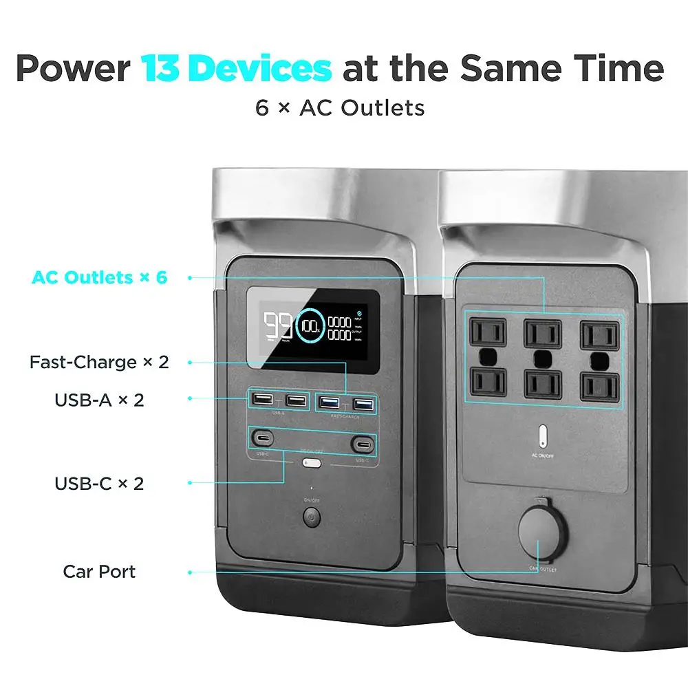 Ecoflow Delta Max Smart Extra Battery 2016wh Capacity Fast Charging For ...