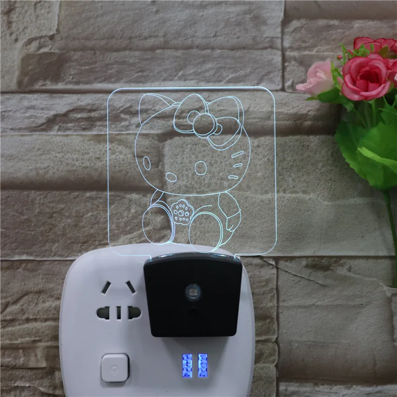 Hello Ketty Shape Rgb Portable 3d Lamp Base Led Night Light Little Kids ...
