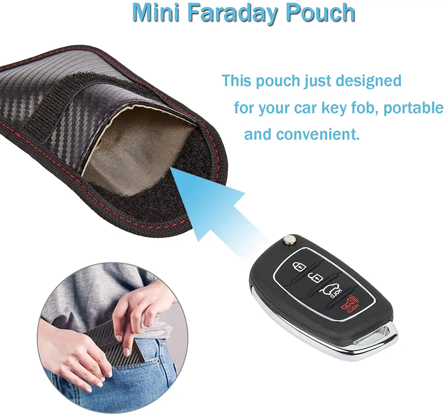 Carbon Fiber Faraday Key Fob Protector Compact Car Key Signal Blocking ...