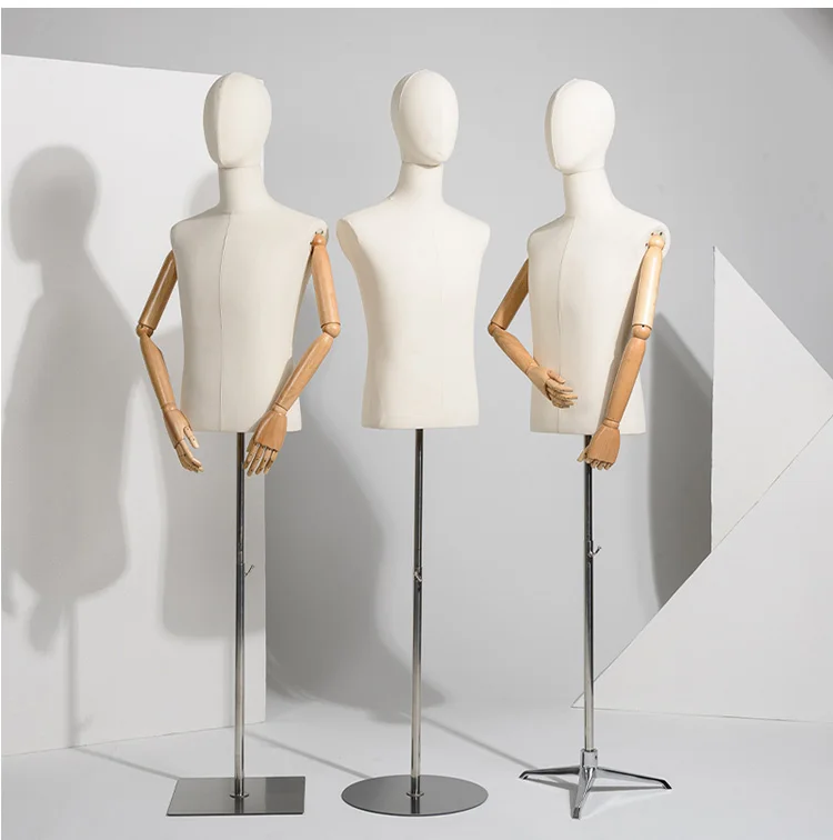 High-end Male Bust Linen Cloth Mannequin Half Body Male Mannequin Suit ...