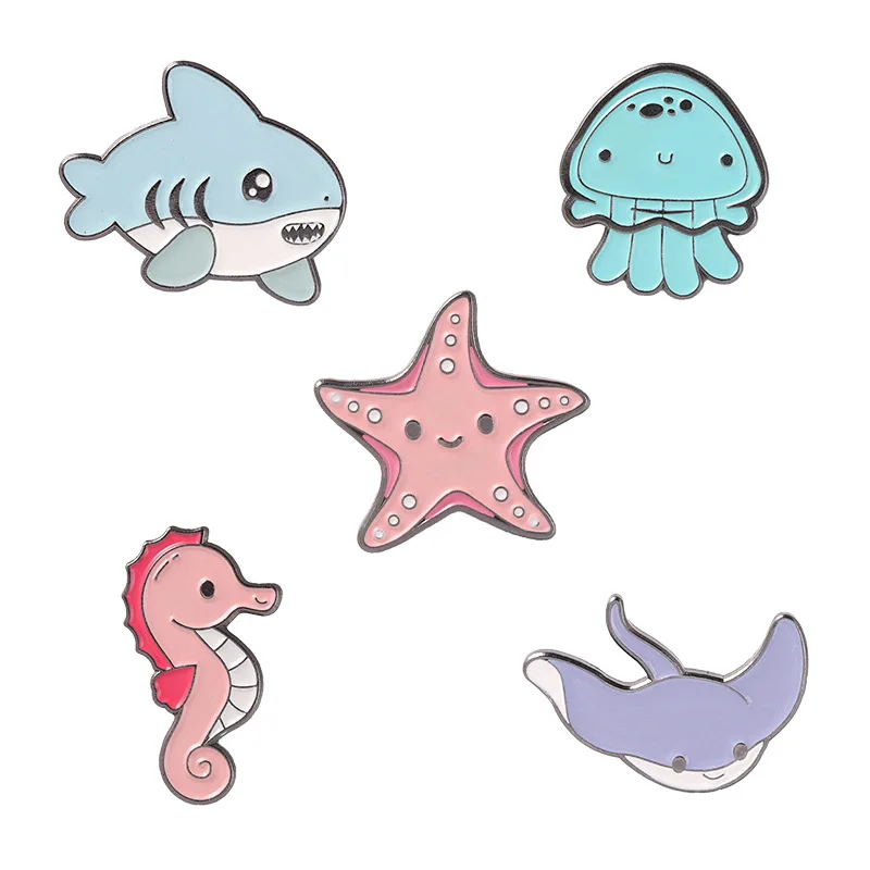 Cute Marine Animal Enamel Pins - Perfect for Kids & Friends