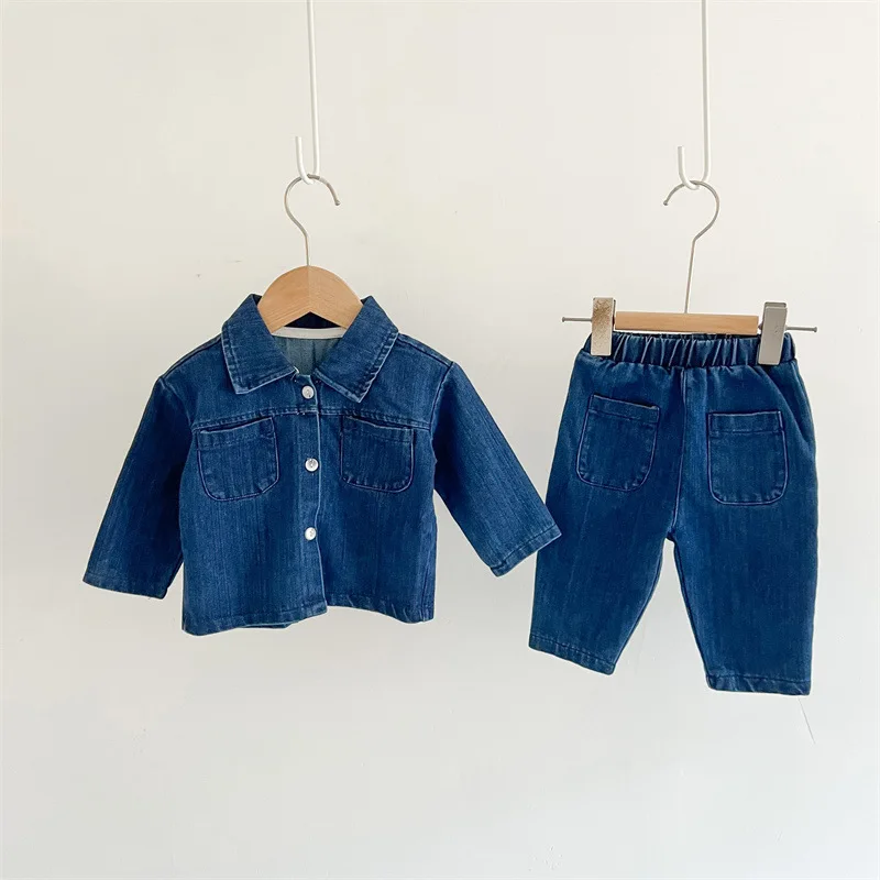 Casual Denim Jacket Two Piece Set Fashion Toddlers Long Sleeve Clothes ...