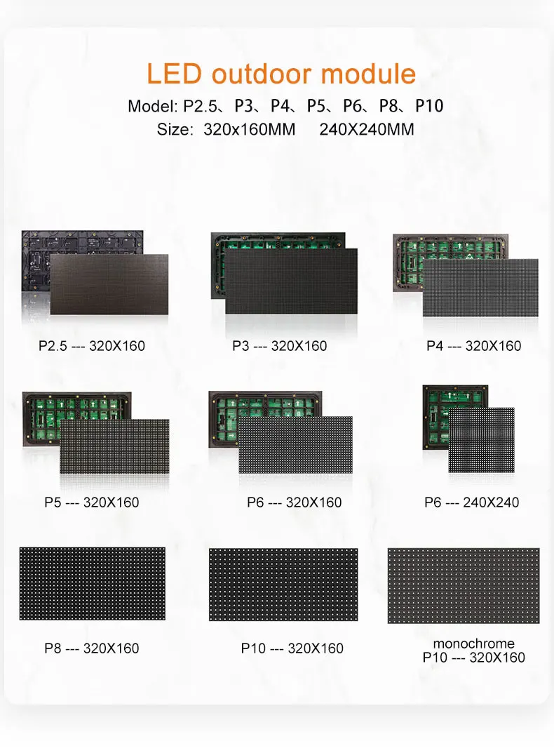 Outdoor LED Display Modules - P2.5 to P10 - Full Color
