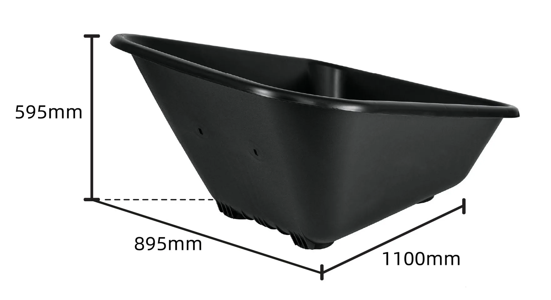 Durable Large Plastic Bucket - 10ft Dual Tyre Wheelbarrow