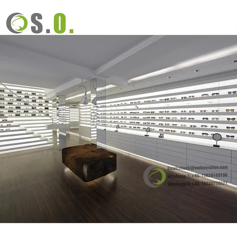 Customized Optical Shop Interior Design Wooden Eyewear Display Cabinet ...