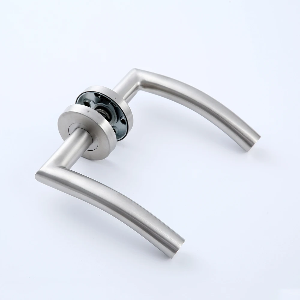 19mm Round Interior Inox Tubular Round Door Handle Lever On Round Rose ...