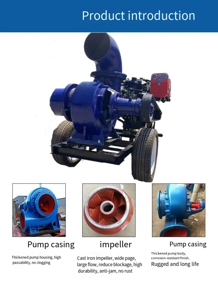 Large Diameter Engineering Silt Drainage Pump 40 Hp Diesel Mixed Flow ...