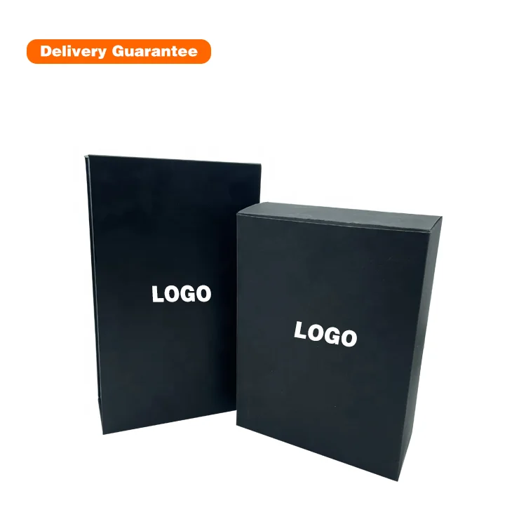 Custom Black Rectangle Folding Gift Box Magnetic Closure Prefabricated ...