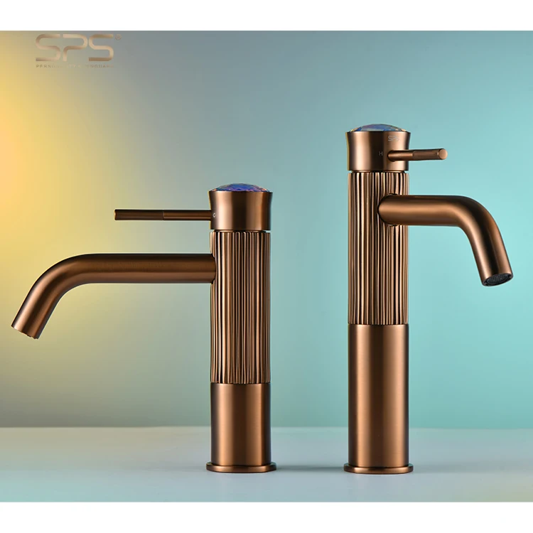 A8361-MS Waterfall Bathroom Mixer Tap Brass Brushed Rose Gold Washbasin ...