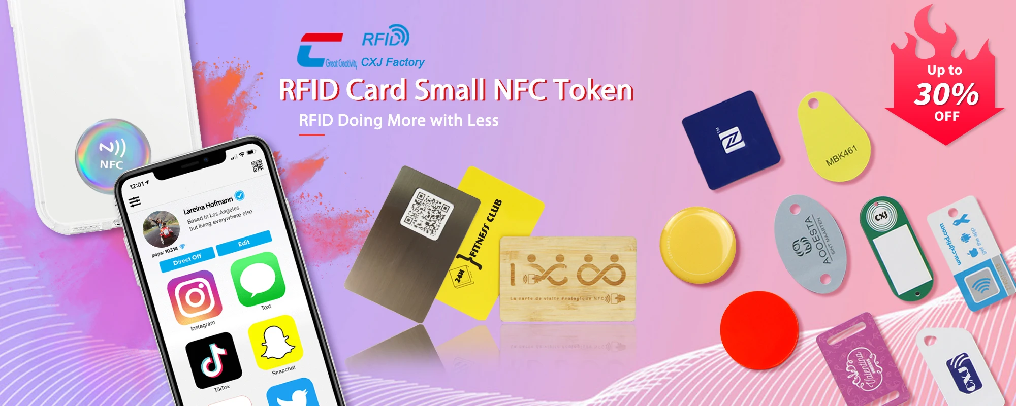 13.56mhz Custom Logo NFC Epoxy Keychain Tag for Social Media