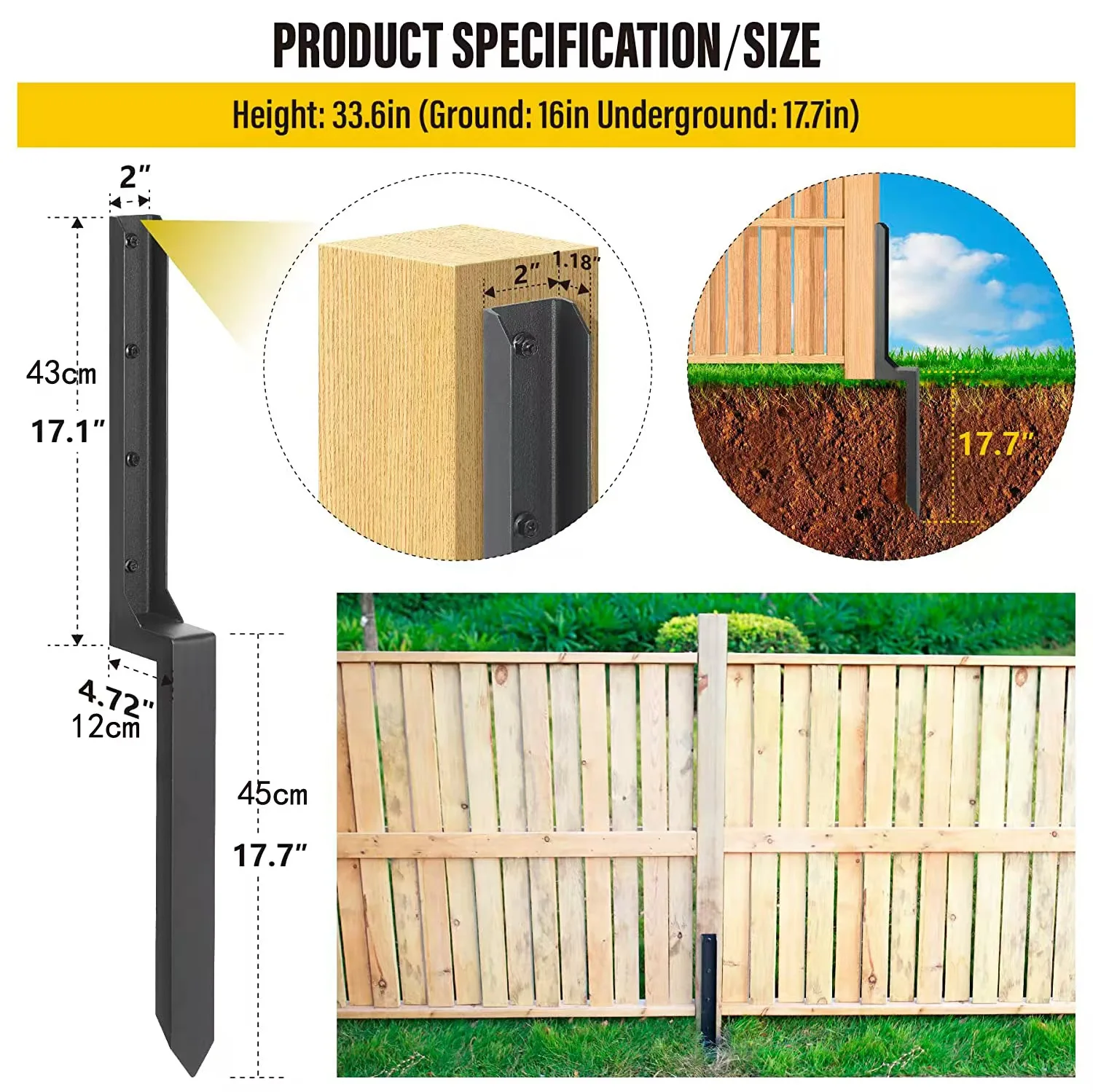 Heavy Duty Steel Steel Fence Post Repair Kits or Stakes, Fence Post ...