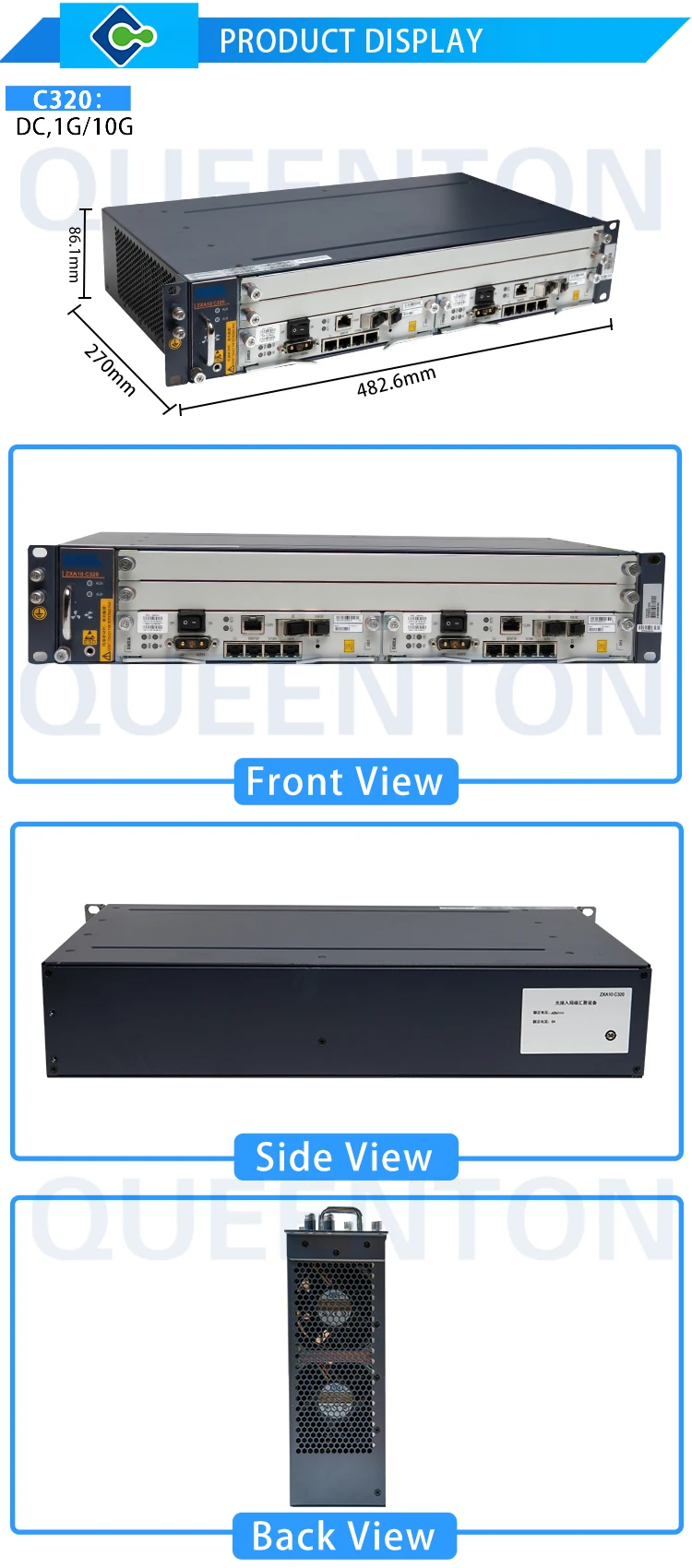 Gpon Mini OLT C320 Ftth Olts 10G 1G AC/DC C300 C320 C600 With Gtgo Gtgh ...