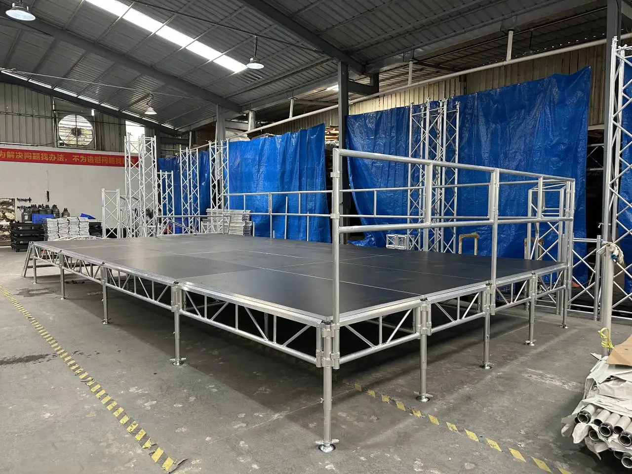 ESI Portable Aluminum Stage with Guardrails Waterproof Outdoor Concert ...