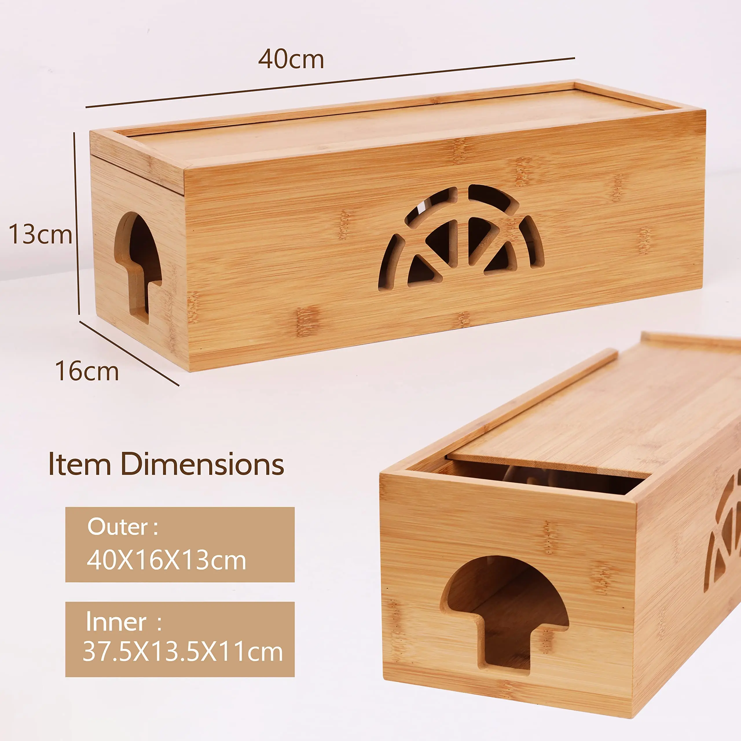 Extra Large Cable Management Box With Lid,Bamboo Cable Box,Power Strips ...