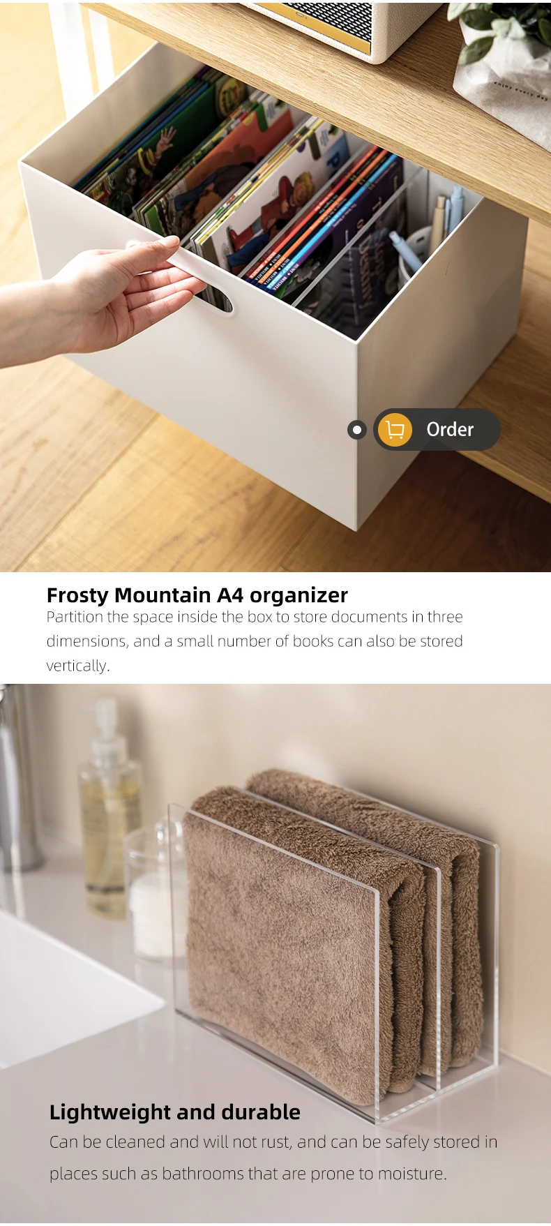 Shimoyama Multi-purpose Clear Acrylic Book Shelf Box Drawer Dividers ...