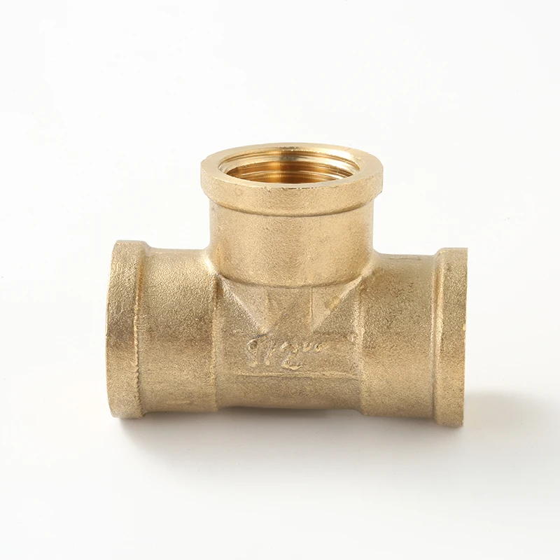 Copper Fittings Water Pipe Copper Female Brass Tee Fitting Yellow ...