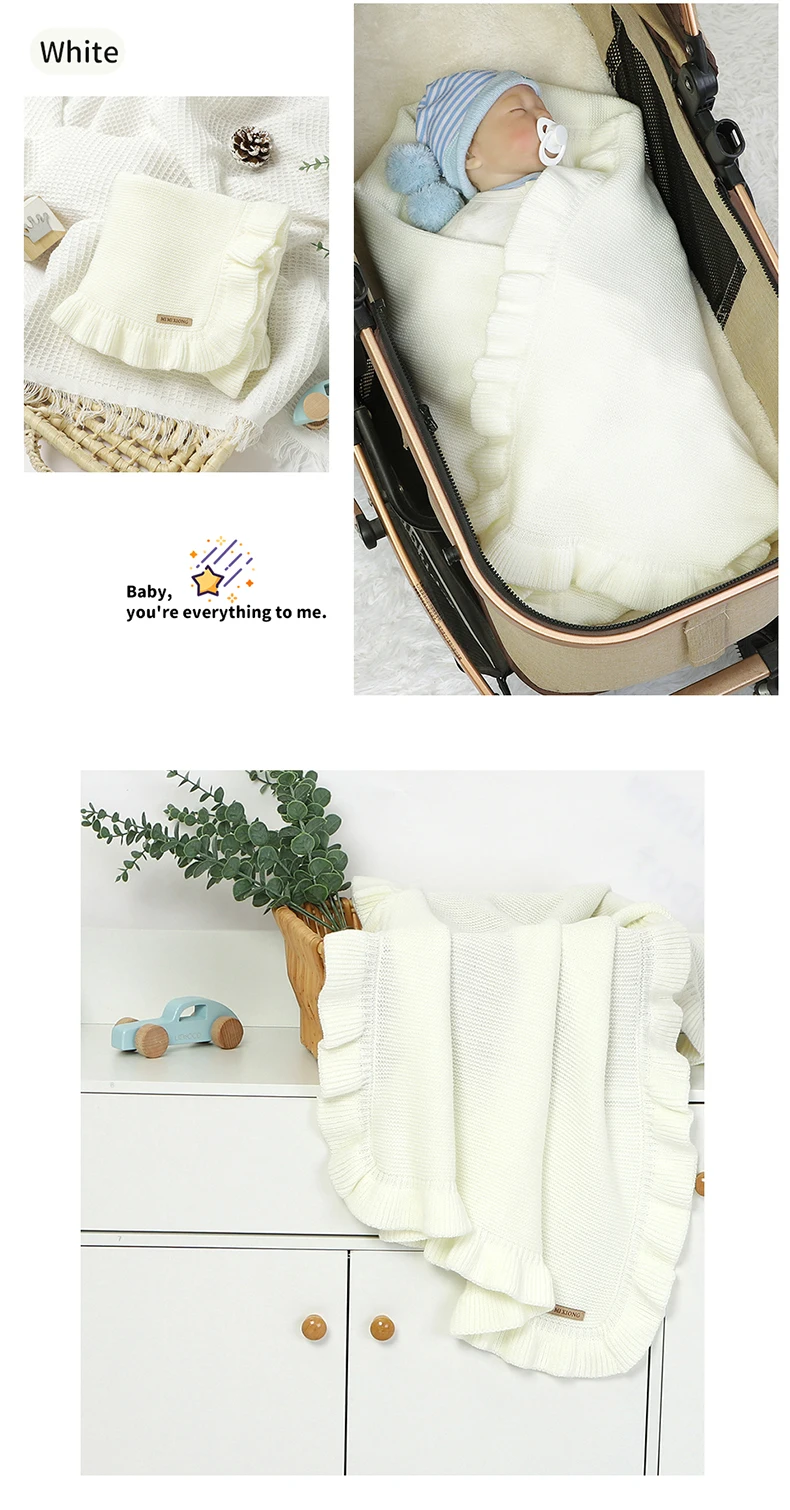 Ins Custom Knitted Newborn Baby Blanket Fleece Fabric Swaddle Animal ...