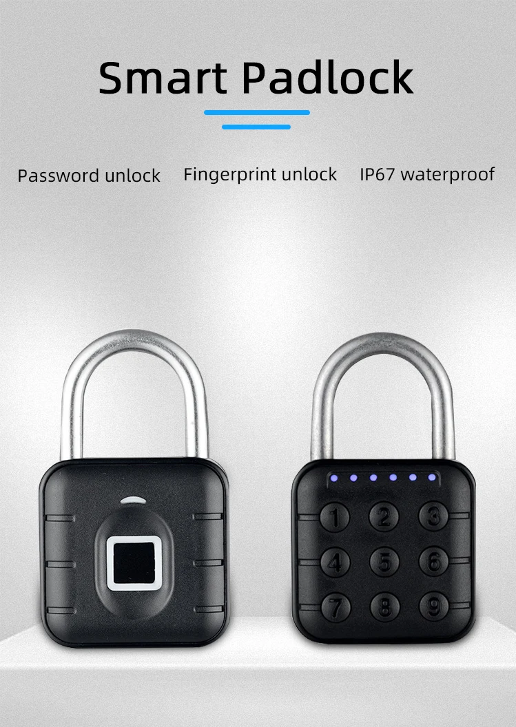 Outdoor Waterproof Small Fingerprint Padlock Safety Digital Lock Smart ...