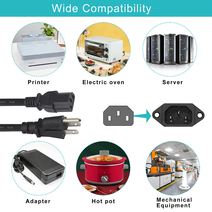 110 Volt Male Electric Ac Sjt 3 In 1 Iec C13 Connector Cable Splitter ...