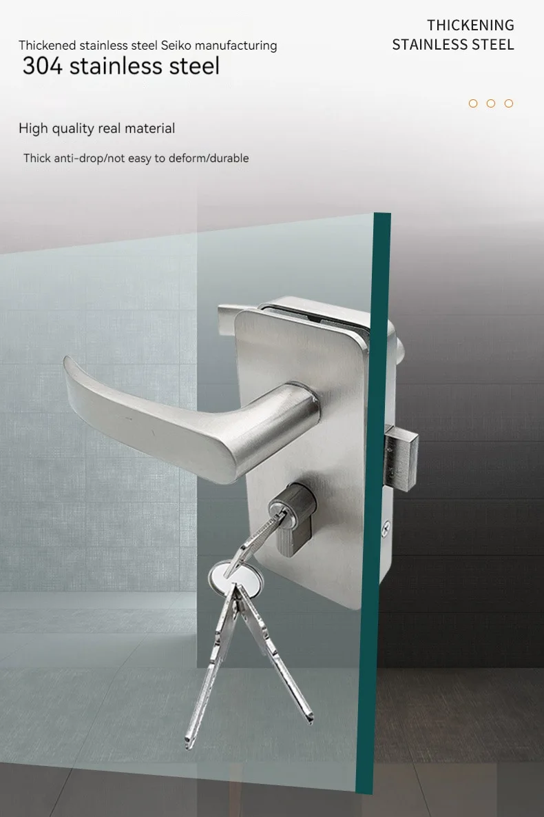 Factory Wholesale Glass Door Lock With Handle And Keys Silver Satin ...