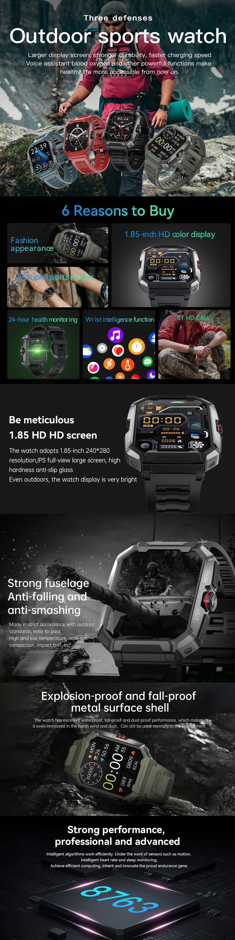 100+ Sports Mode Ak47 Smart Watch With 1.85inches Screen Encoder Bt ...
