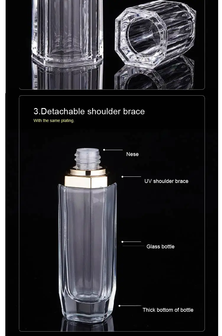 Luxury 30ml 40ml 60ml 80ml 110ml 130ml 30g 50g Glass Bottle With Spray Lotion Pump Cosmetic ...