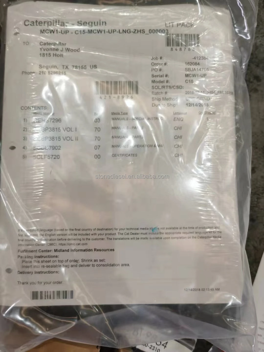 Genuine Cat Engine C4.4 C7 C13 C15 C18 Assembly For Excavator - Buy ...