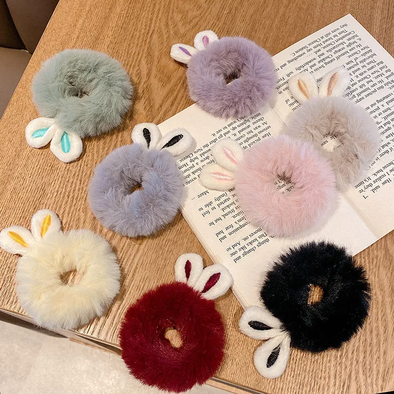 Cute Rabbit Ear Hair ties Ponytail Holder Hair Accessories for girls ...