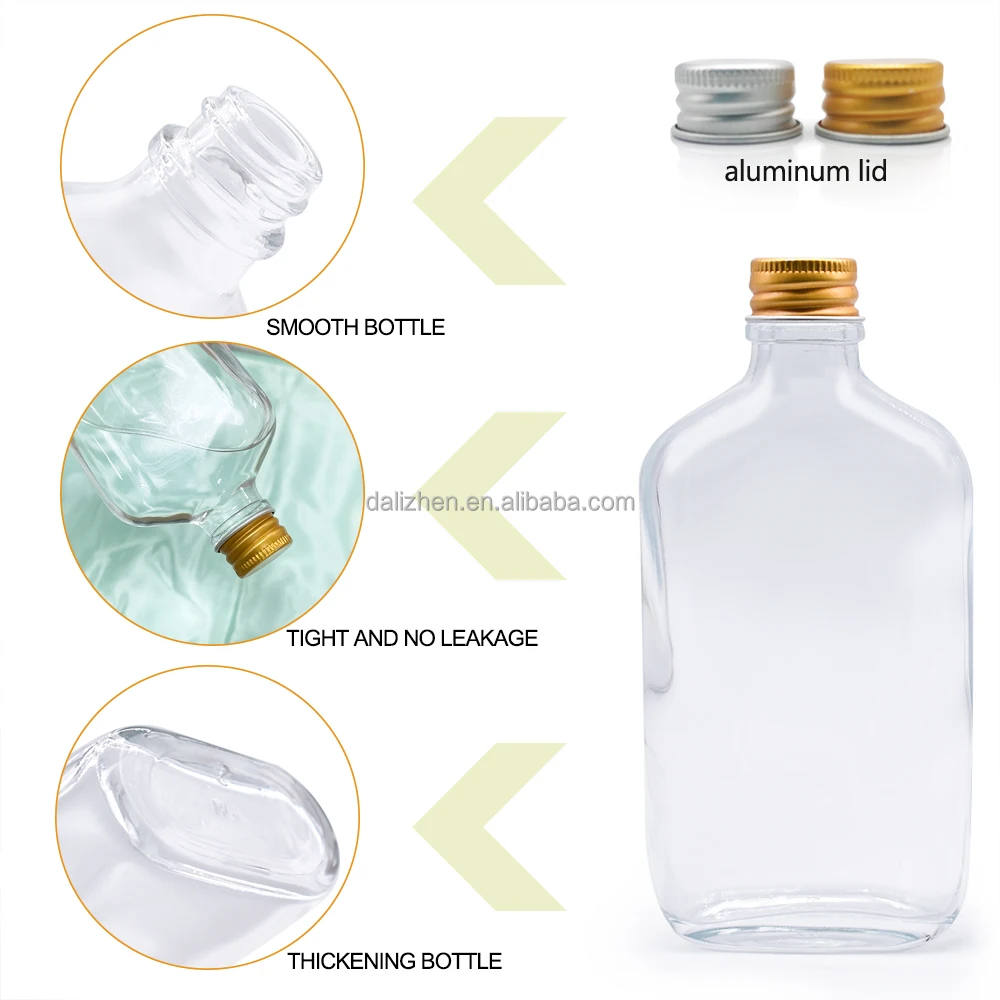 50Ml 100Ml 200Ml 250Ml 350Ml 500Ml Square Flask Bottle Flat Glass Juice Bottles With Screw Lid ...