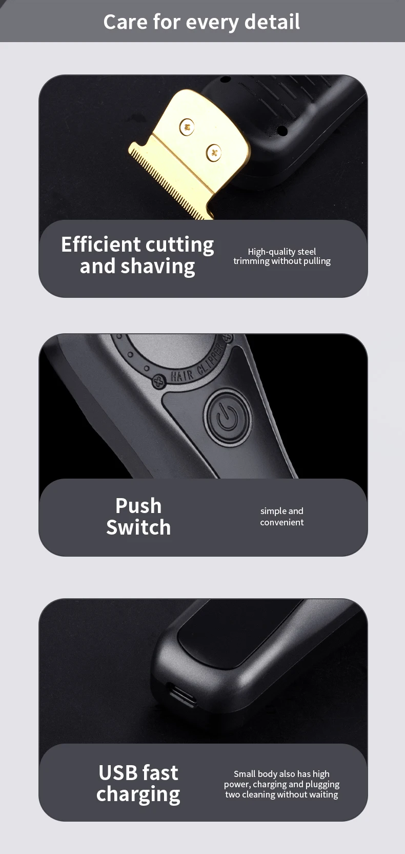 Waikil 7200 Rpm Rotary Motor Electroplated Stainless Steel Blade Barber ...