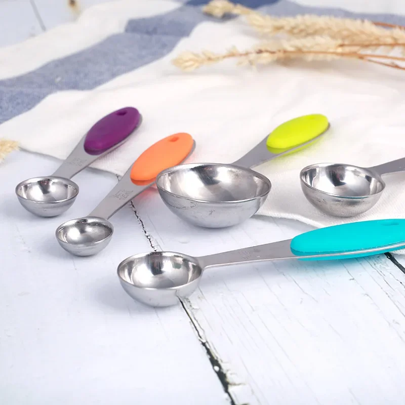 Baking Measuring Cup Five-piece Kitchen Rainbow Handle Measuring Spoon ...