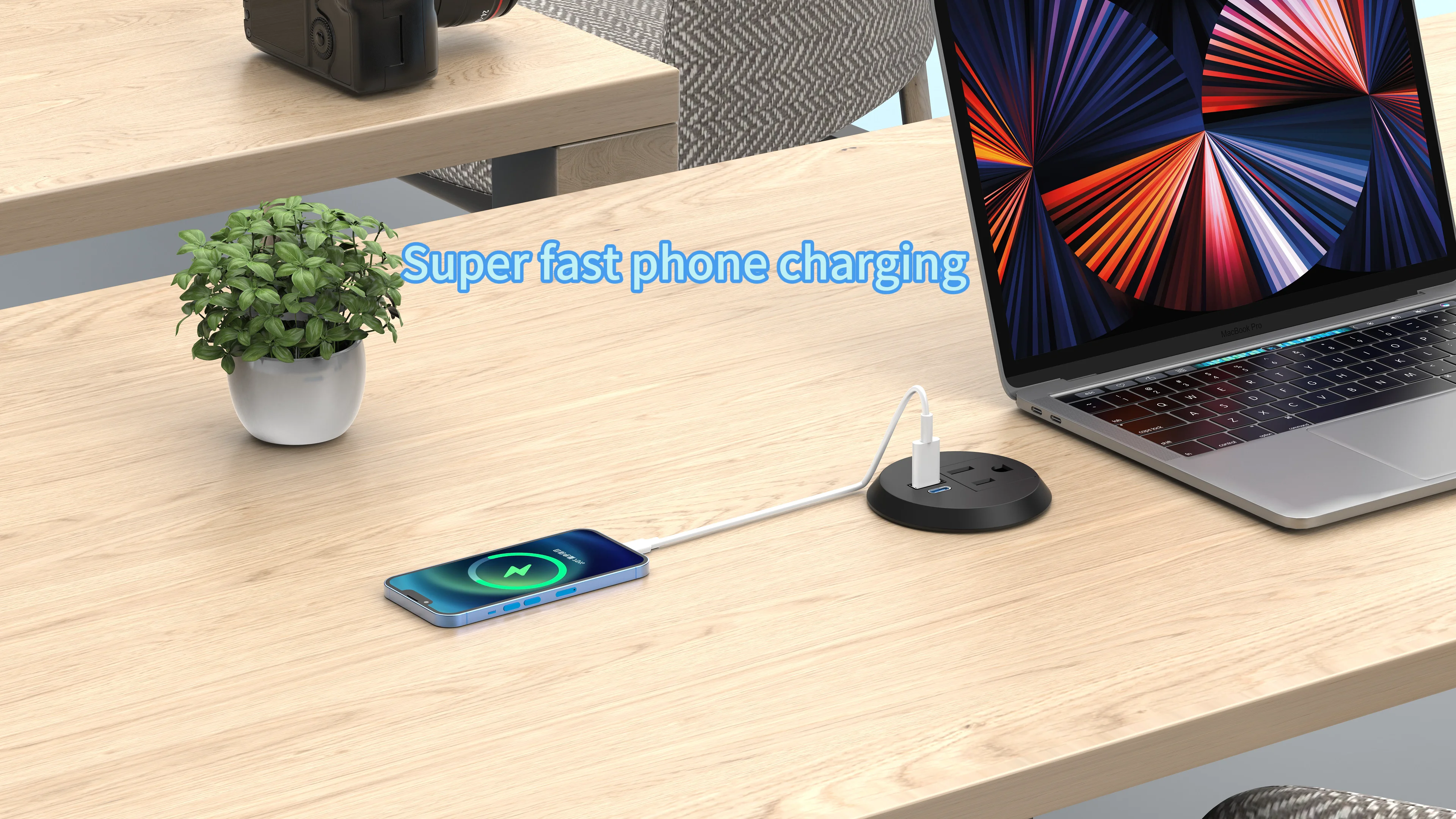 American Embedded Round Desktop Socket Grommet 1ac Socket And 2-usb ...